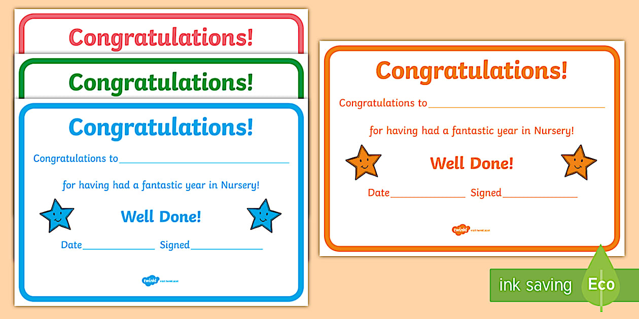 Editable Nursery End of Year Certificates (teacher made)