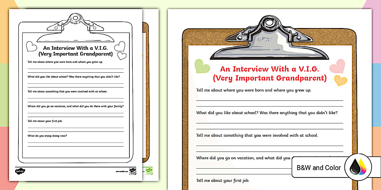 Grandparents Interview Worksheet | Grandparents Day | Twinkl