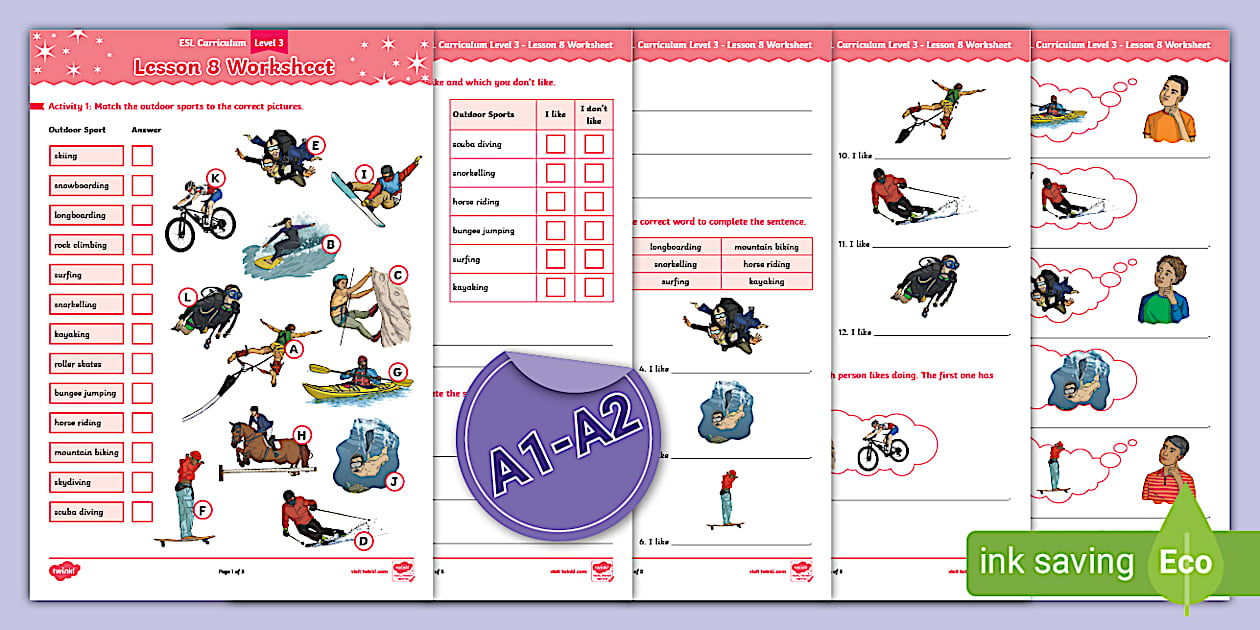 ESL Curriculum Level 3, Lesson 8 Worksheet (teacher made)