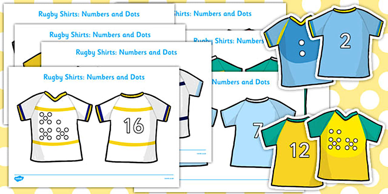 Numbers With Corresponding Dots On Rugby Shirts - Twinkl