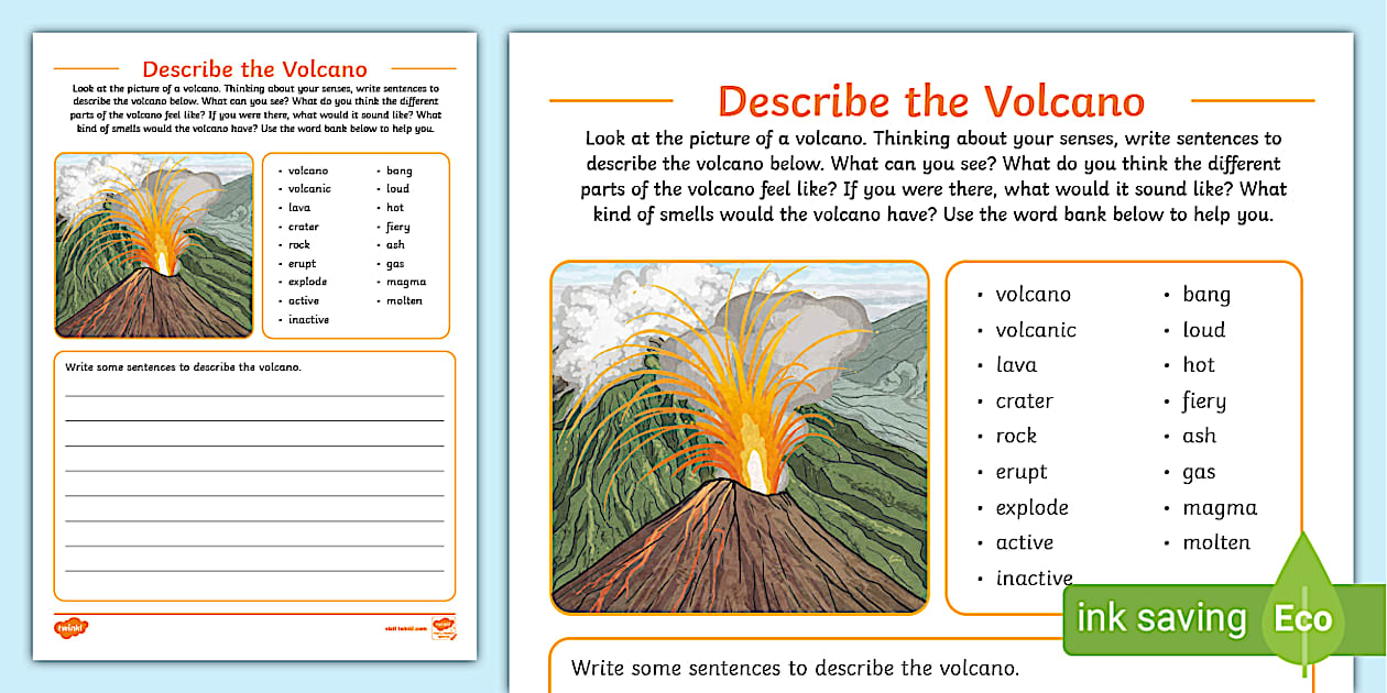 Describe a Volcano Activity | KS2 Geography (teacher made)
