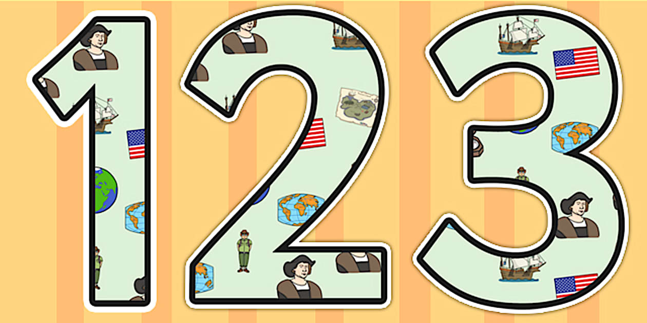 Christopher Columbus Themed Display Numbers - Twinkl