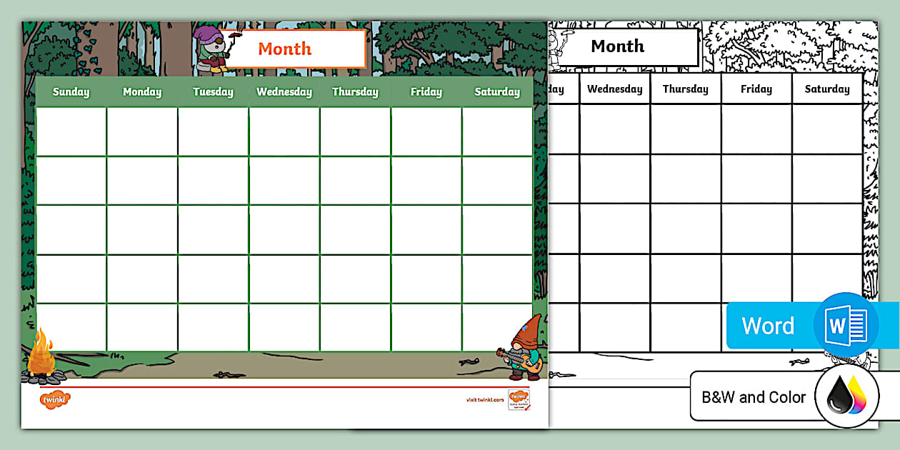 Happy Campers! Editable Calendar (Lehrer gemacht) - Twinkl