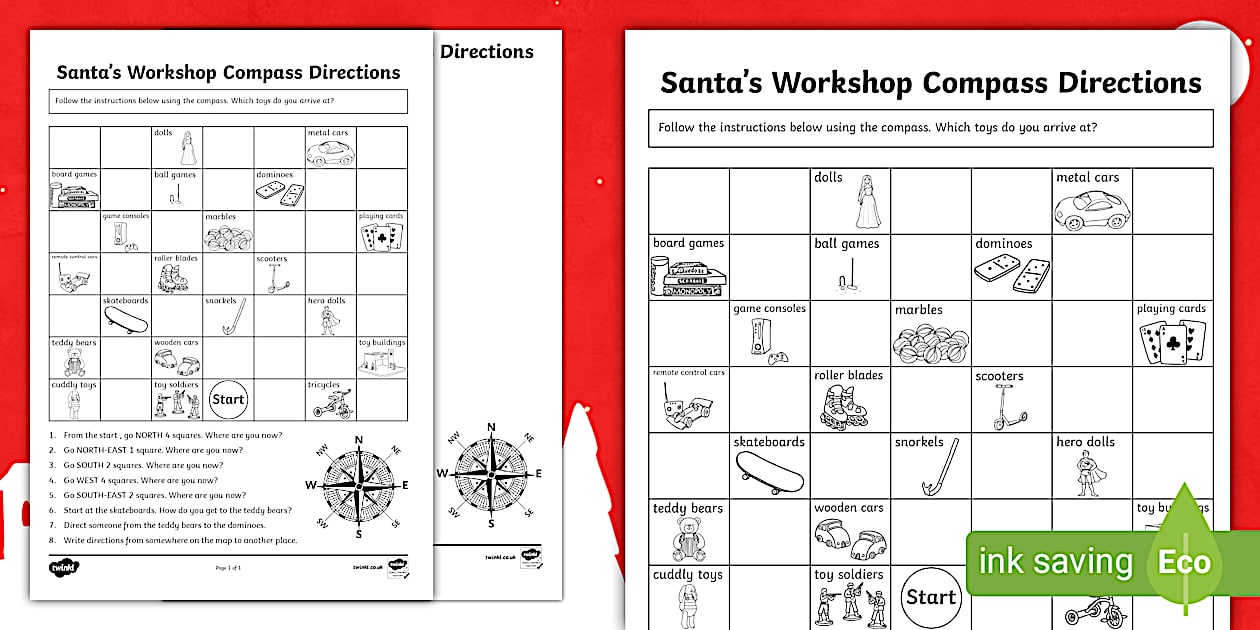 Christmas Compass Activity -Compass Point - Twinkl