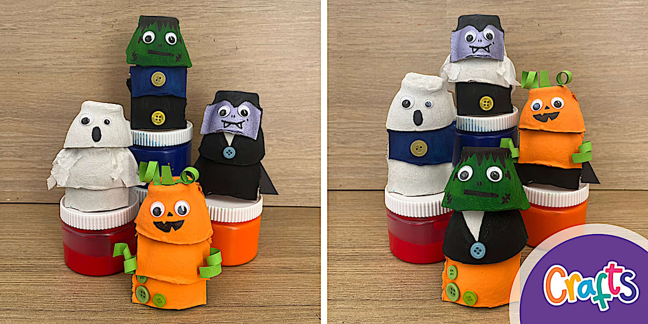 Mix and Match Halloween Egg Cups (teacher made) - Twinkl