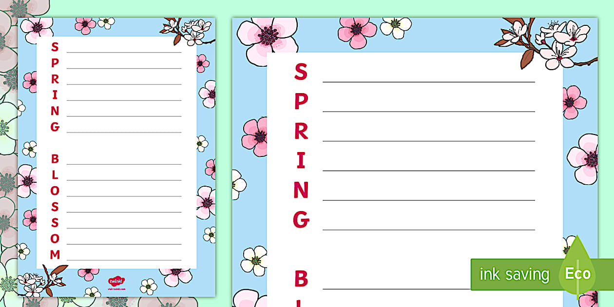 Spring Acrostic Poem - Spring Blossom (teacher made)