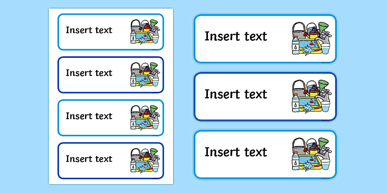 👉 Editable Water Area Tray Labels