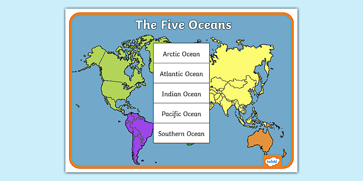 Five Oceans in Alphabetical Order Display Poster - Twinkl