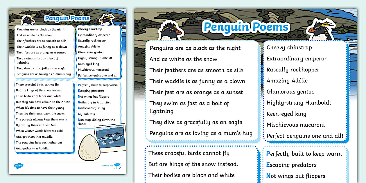 Penguin Poem Examples - KS1 (teacher made) - Twinkl