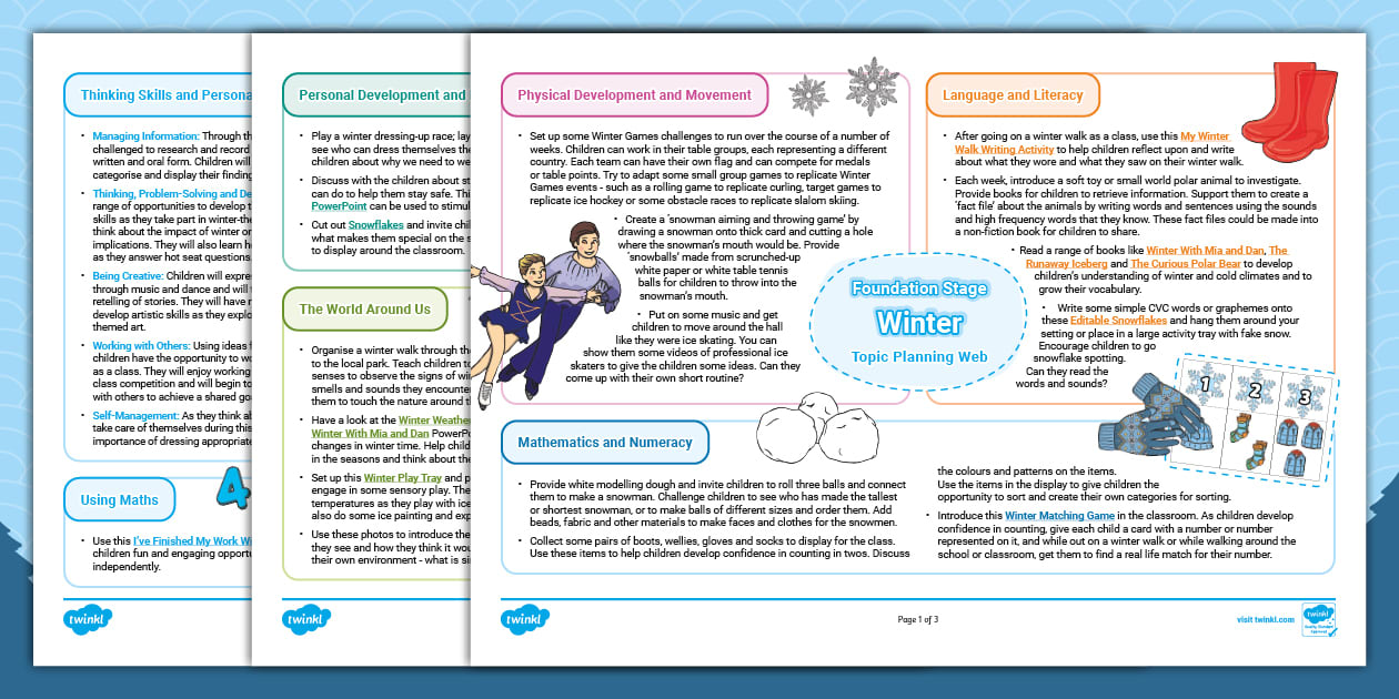 NI EYFS Foundation Stage Topic Planning Web: Winter - Twinkl
