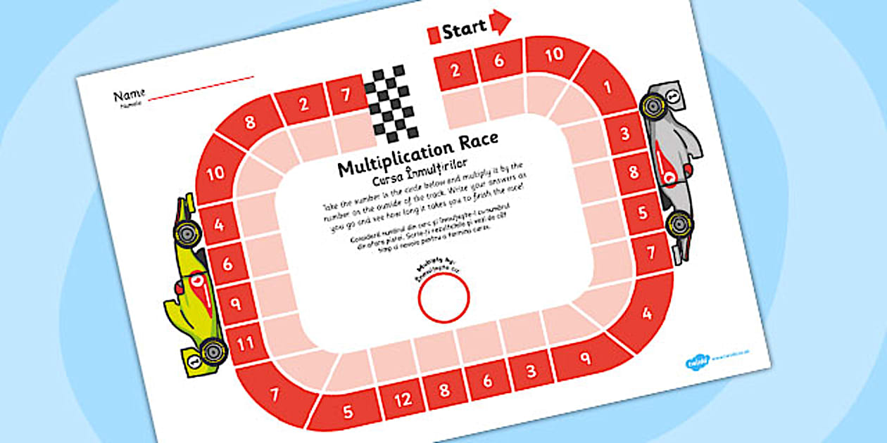 Multiplication Race Worksheet Romanian Translation - romanian