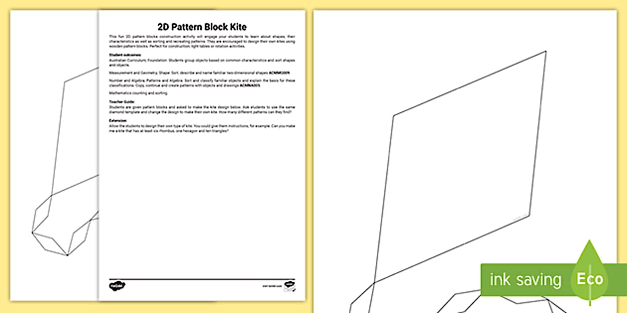 2D pattern block kite Activity (Teacher-Made) - Twinkl