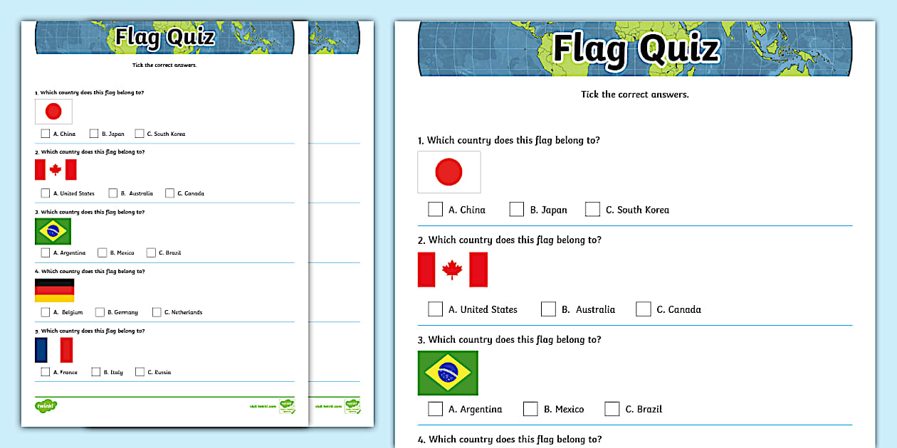Flag General Knowledge Quiz (Lehrer gemacht) - Twinkl