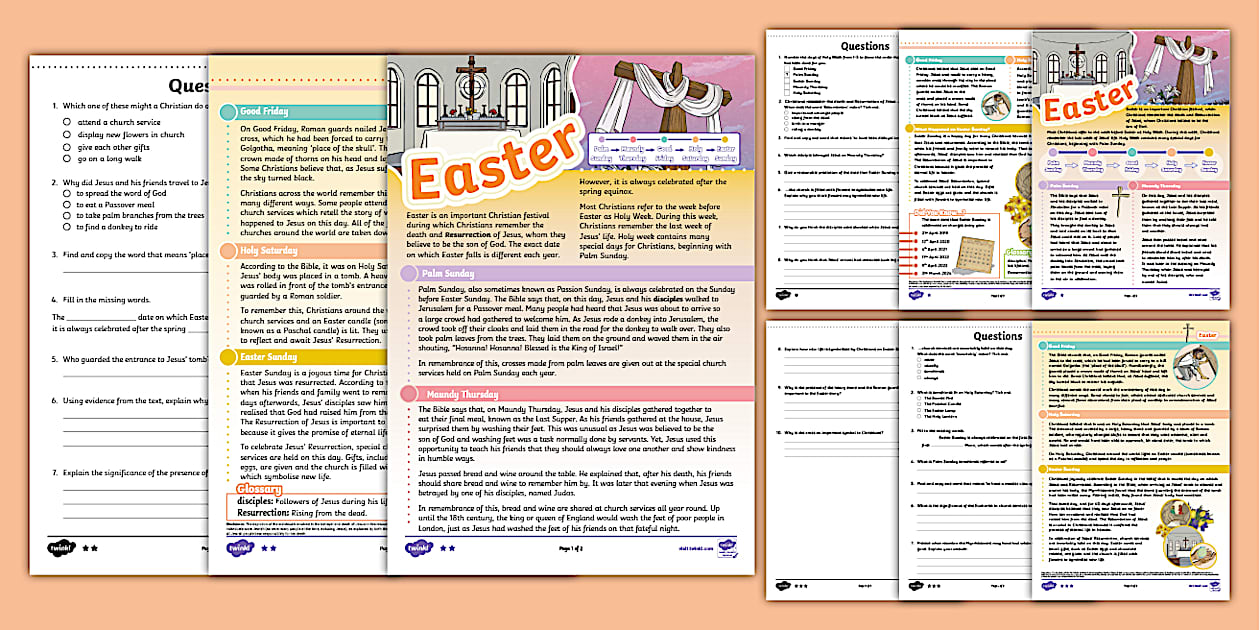 UKS2 Easter Differentiated Reading Comprehension Activity