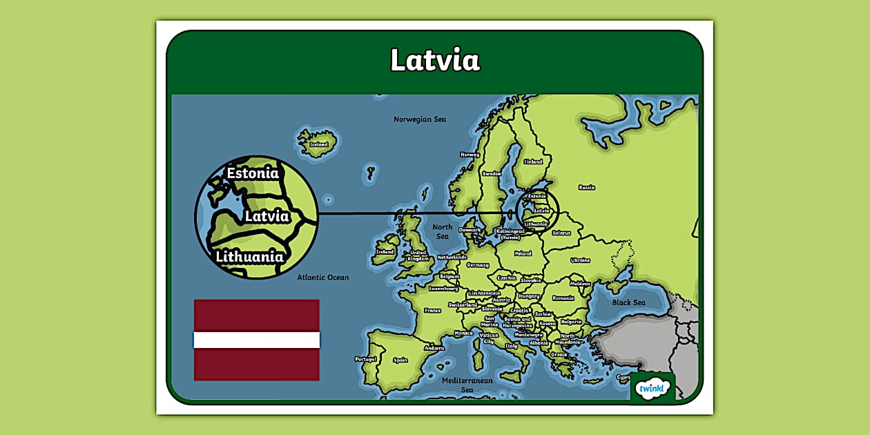Europe Map: Latvia Display Poster (teacher made) - Twinkl