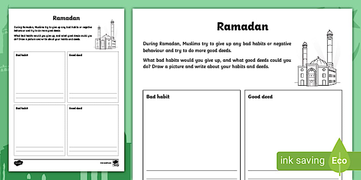 KS2 Ramadan Good Deeds and Bad Habits Worksheet / Worksheet