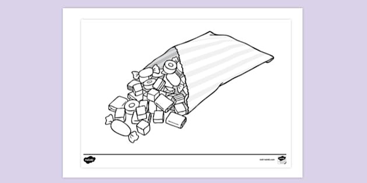 Bag of Sweets Colouring Sheet - Colouring Sheets - Twinkl