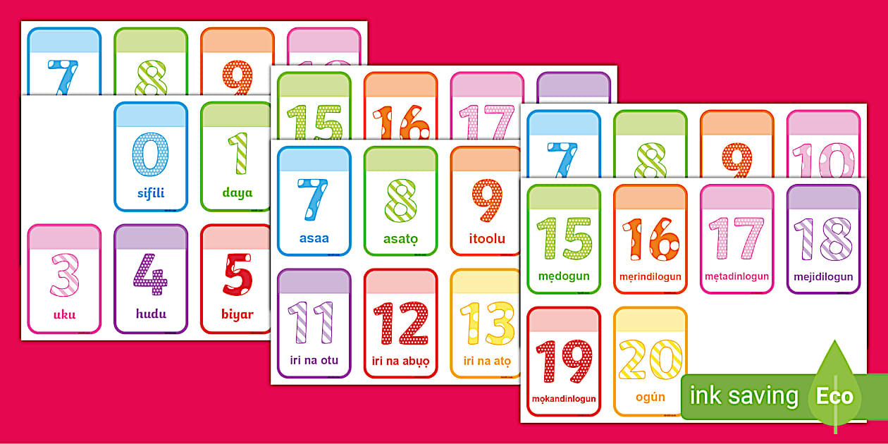 1 to 10 in Igbo, Hausa and Yoruba | Number Flashcards | Learning Resources