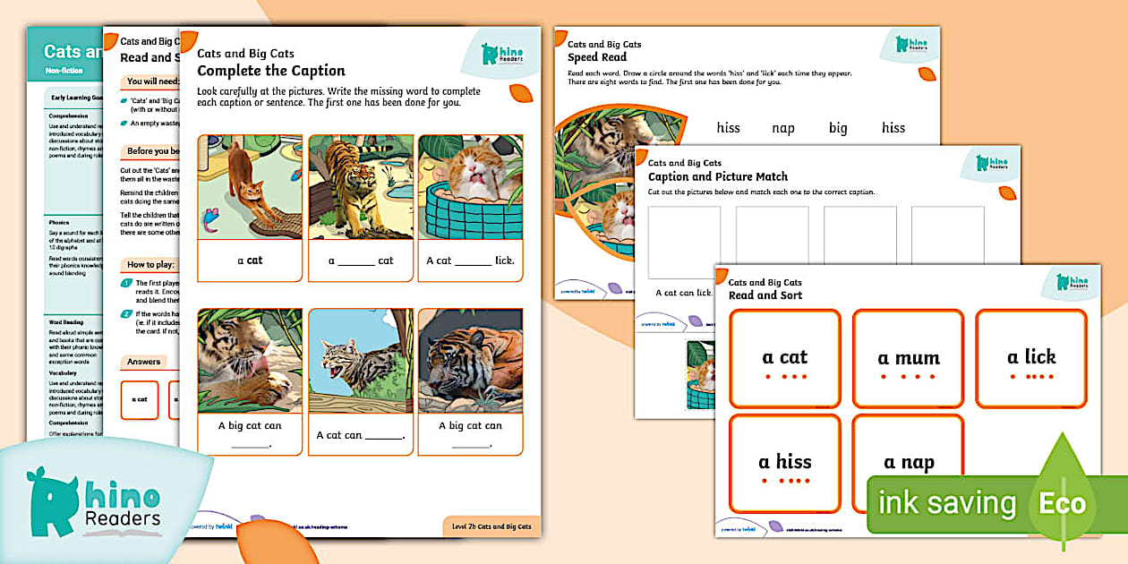 2b Cats and Big Cats: Resource Pack - Twinkl Rhino Readers