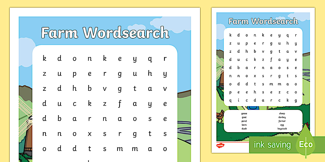 Farm Themed Differentiated Wordsearch (Teacher-Made)