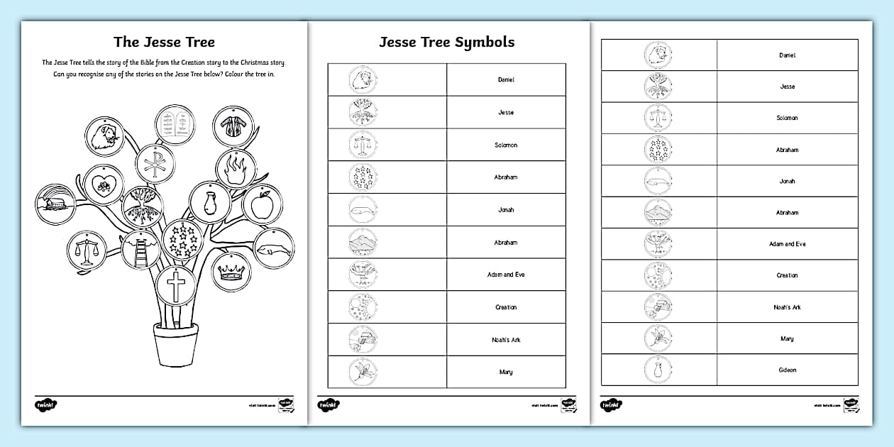 The Jesse Tree Colouring Page-Irish - Twinkl