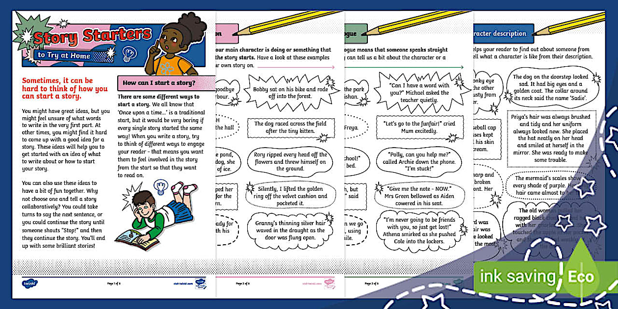 Story Starters to Try at Home (Ages 5 - 7) (teacher made)