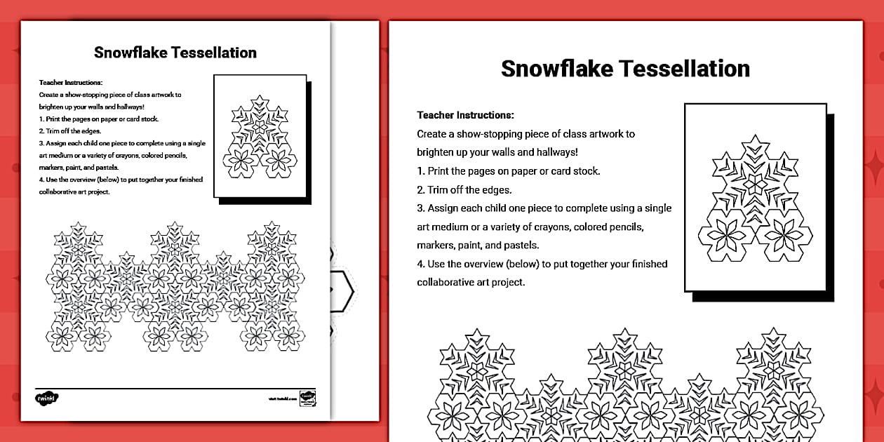 Snowflake Tessellation Collaborative Art Project - Twinkl