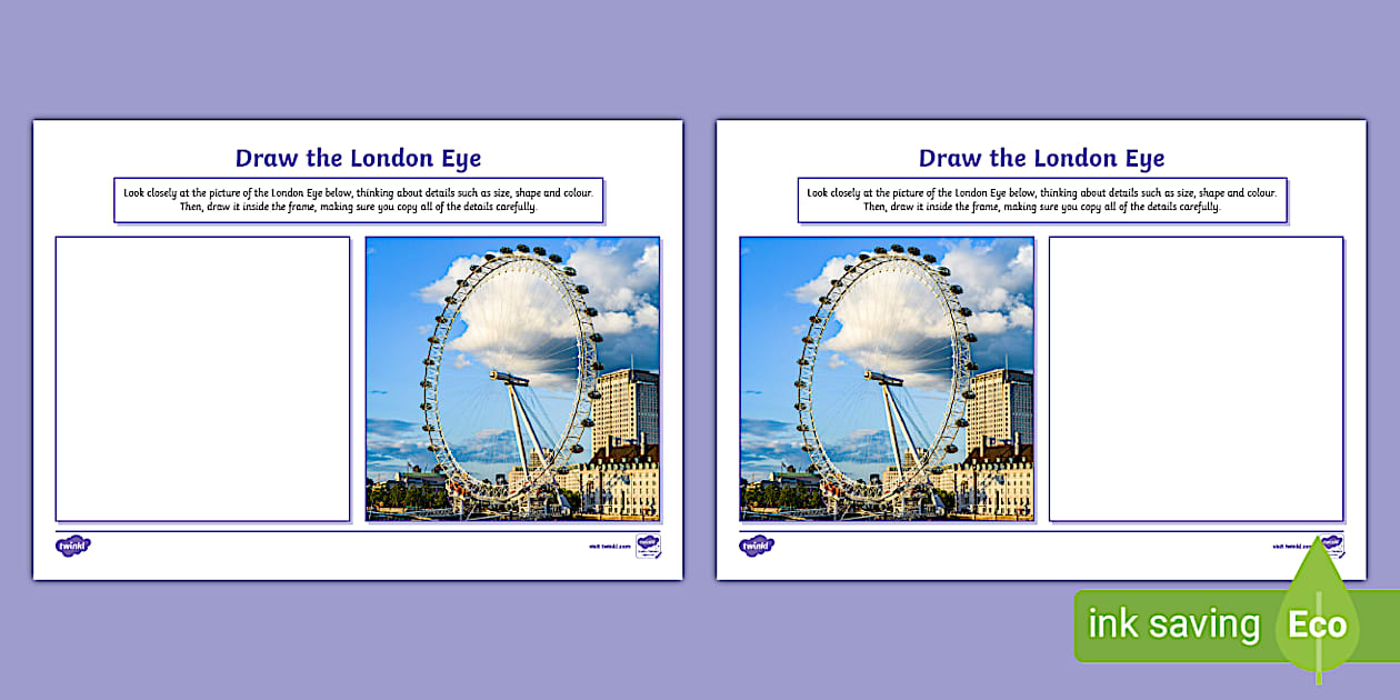 Draw the London Eye Worksheet (teacher made) - Twinkl