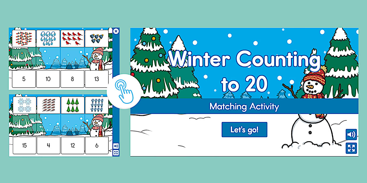 Kindergarten Winter Counting to 20 Interactive Matching Activity