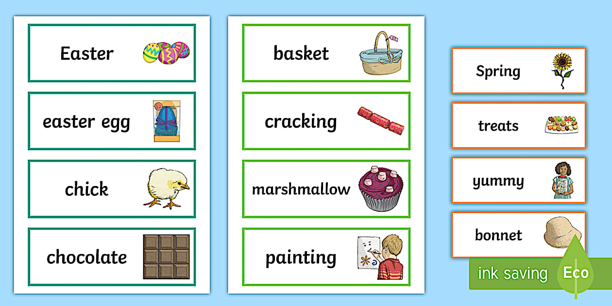 Easter Key Vocabulary Display Labels - ROI 1st/2nd class