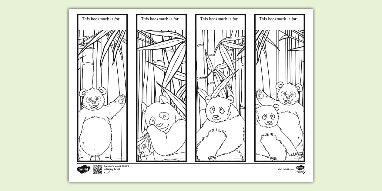 Panda Bookmarks to Colour | Primary Resources | Twinkl