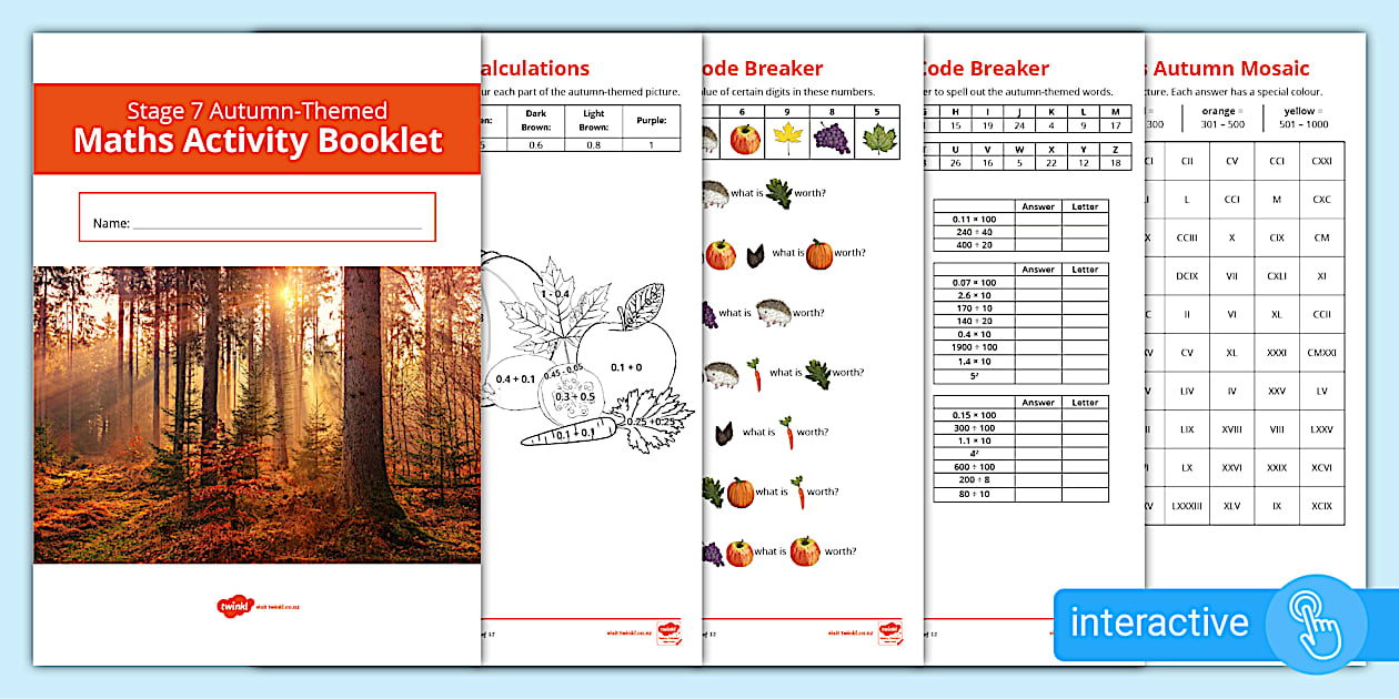 Stage 7 Autumn Maths Activity Booklet (teacher made)