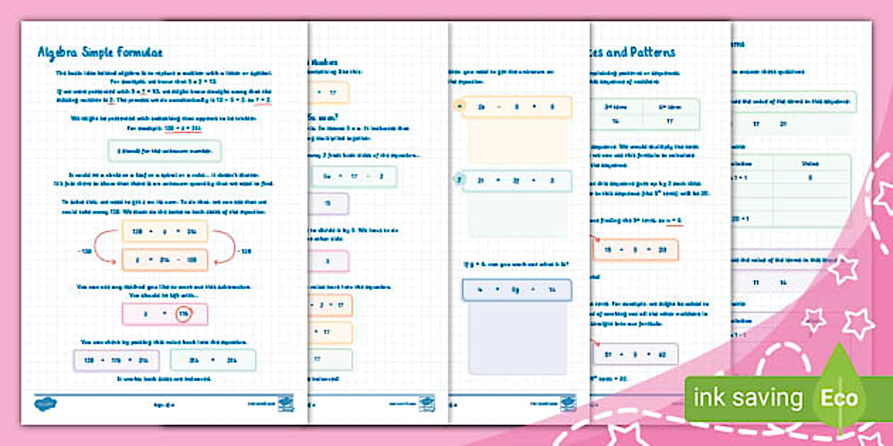 Year 6 Algebra Overview and Activities (Ages 10 - 11)