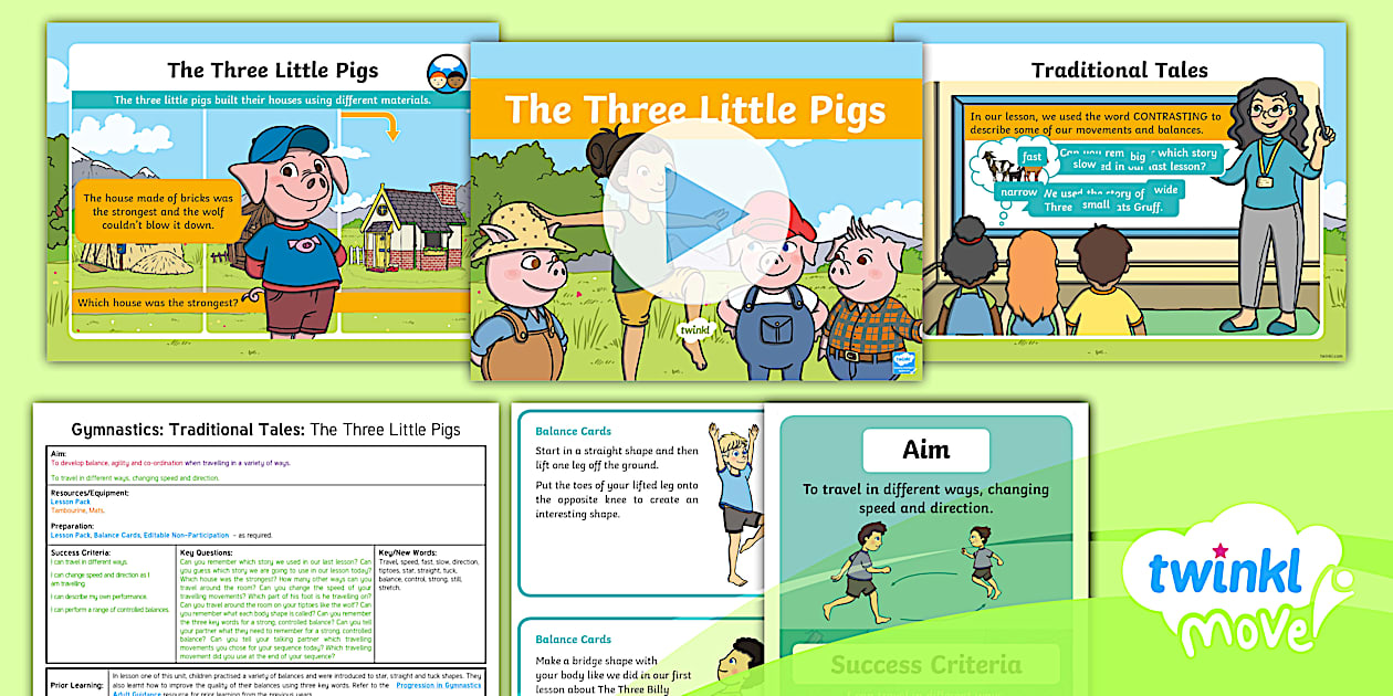 👉 Year 1 Gymnastics: The Three Little Pigs in PE - Twinkl