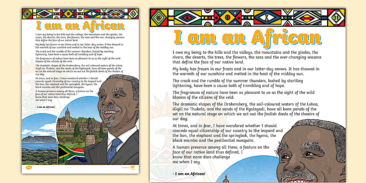 I am an African - Poem by Thabo Mbeki - Poster - Twinkl