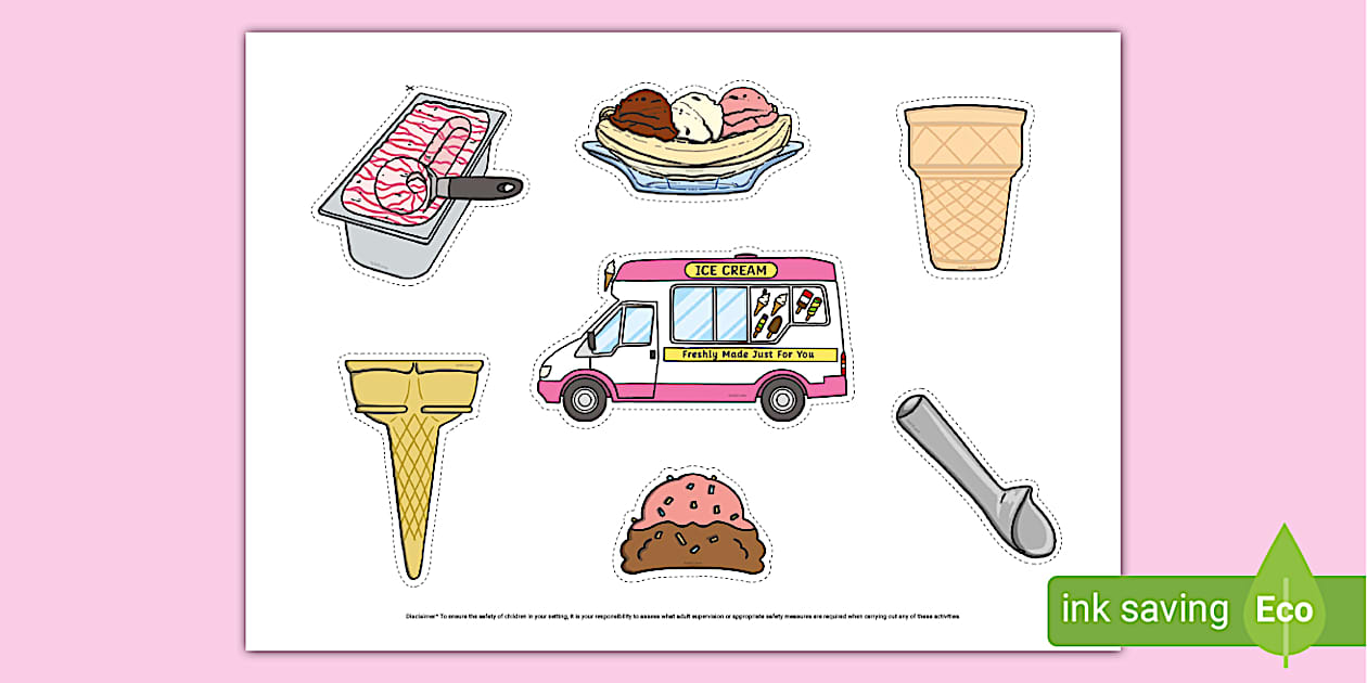 Small Ice Cream Themed Cut-Outs