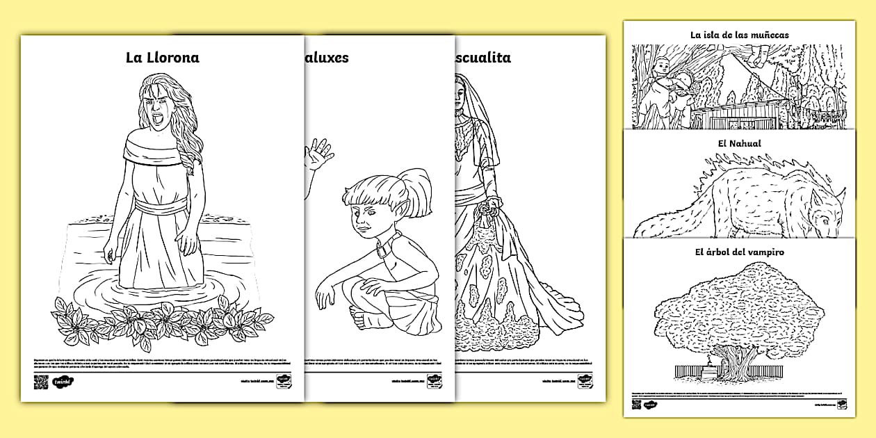 Leyendas mexicanas de terror - dibujos para colorear