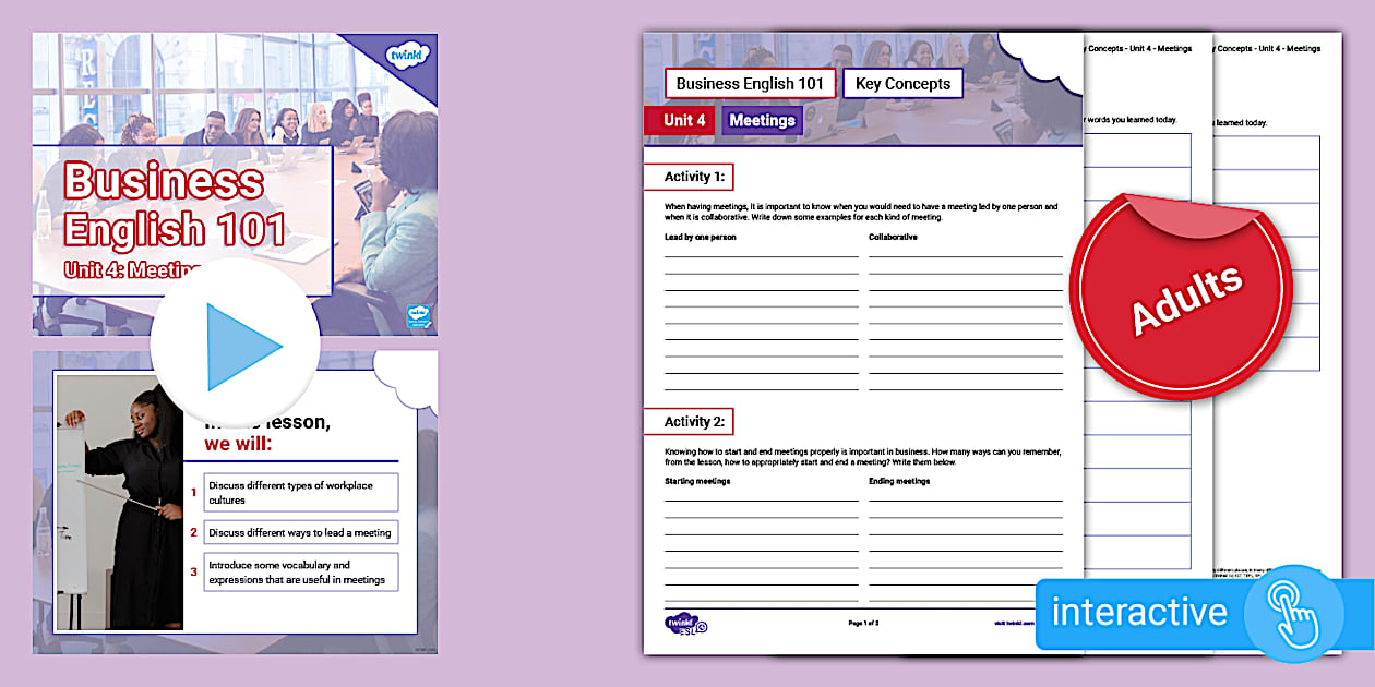 ESL Business English 101: Unit 4 (teacher made) - Twinkl