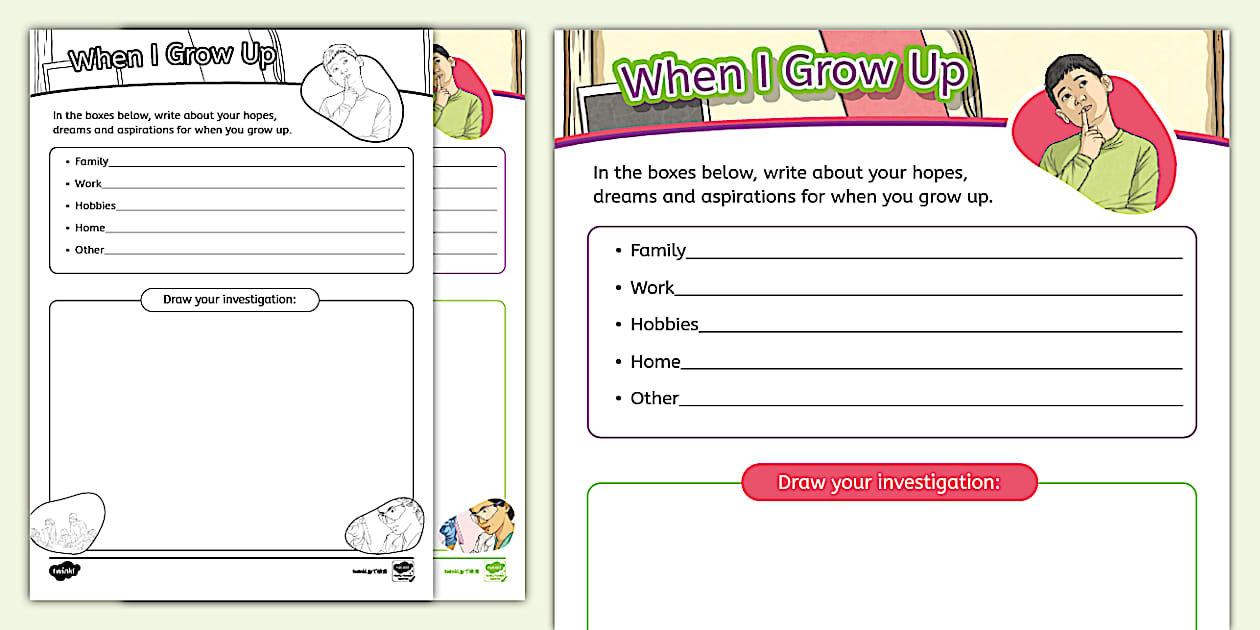 When I Grow Up Worksheet - Twinkl All About Me - Twinkl