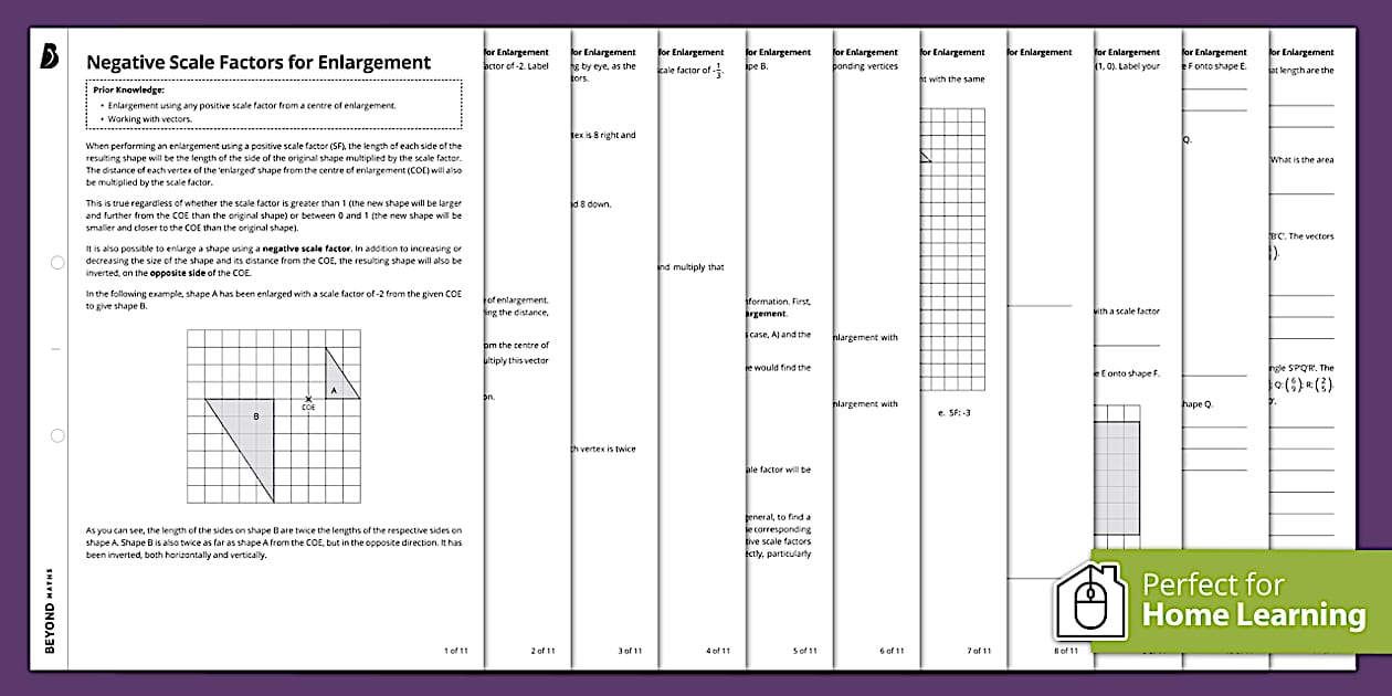 👉 Negative Scale Factors for Enlargement KS4 Higher Walkthrough Worksheet