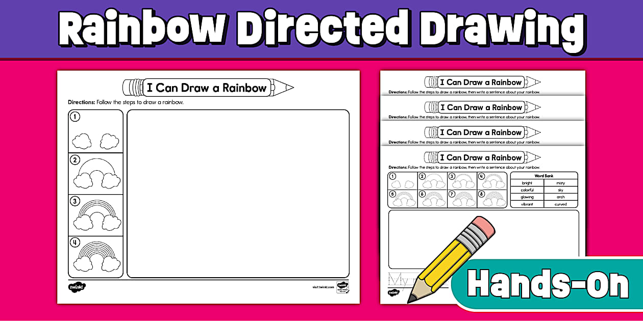 Rainbow Directed Drawing | Printable Draw and Write