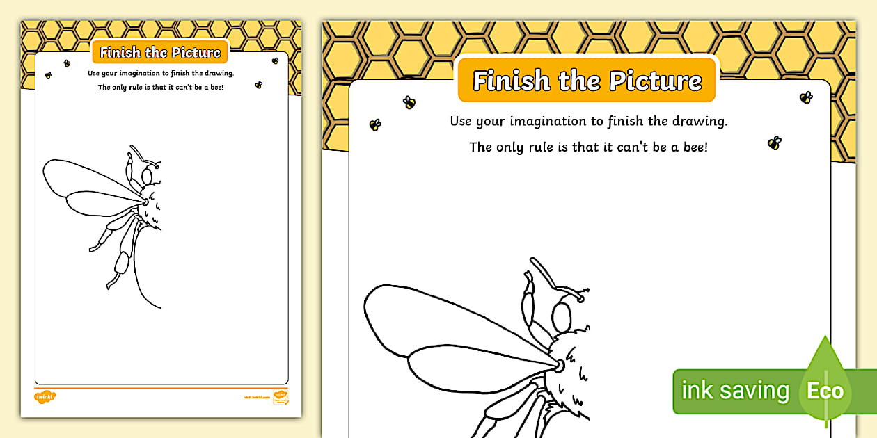 Bee Finish The Picture Worksheet (teacher made) - Twinkl