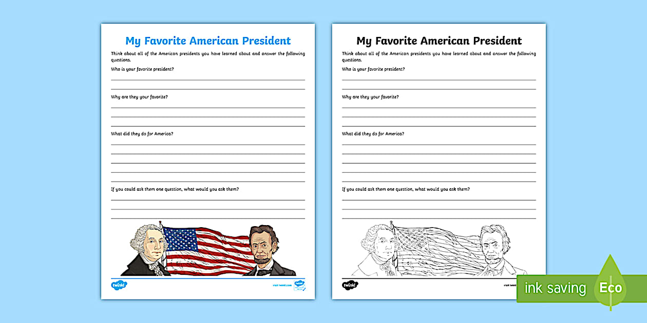 My Favorite American President Writing Prompt for 3rd-5th Grade