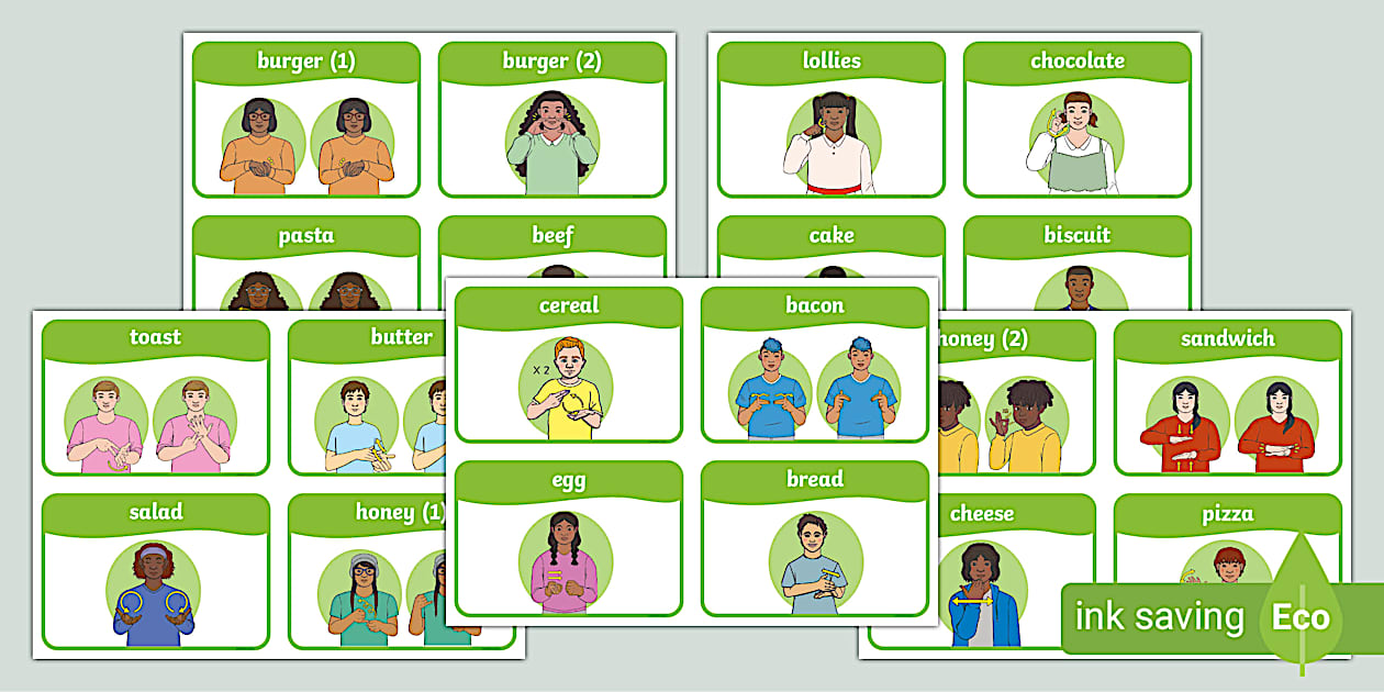 Auslan Food Word Cards (Teacher-Made) - Twinkl