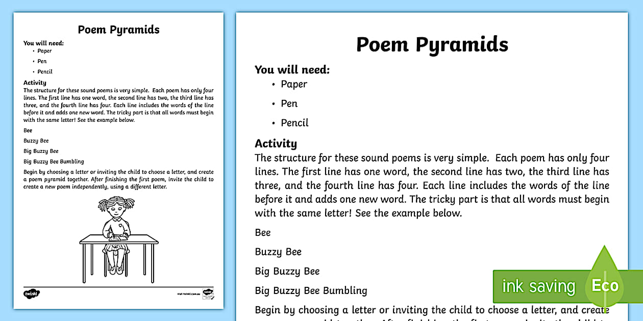 Poem Pyramids Activity (teacher made) - Twinkl