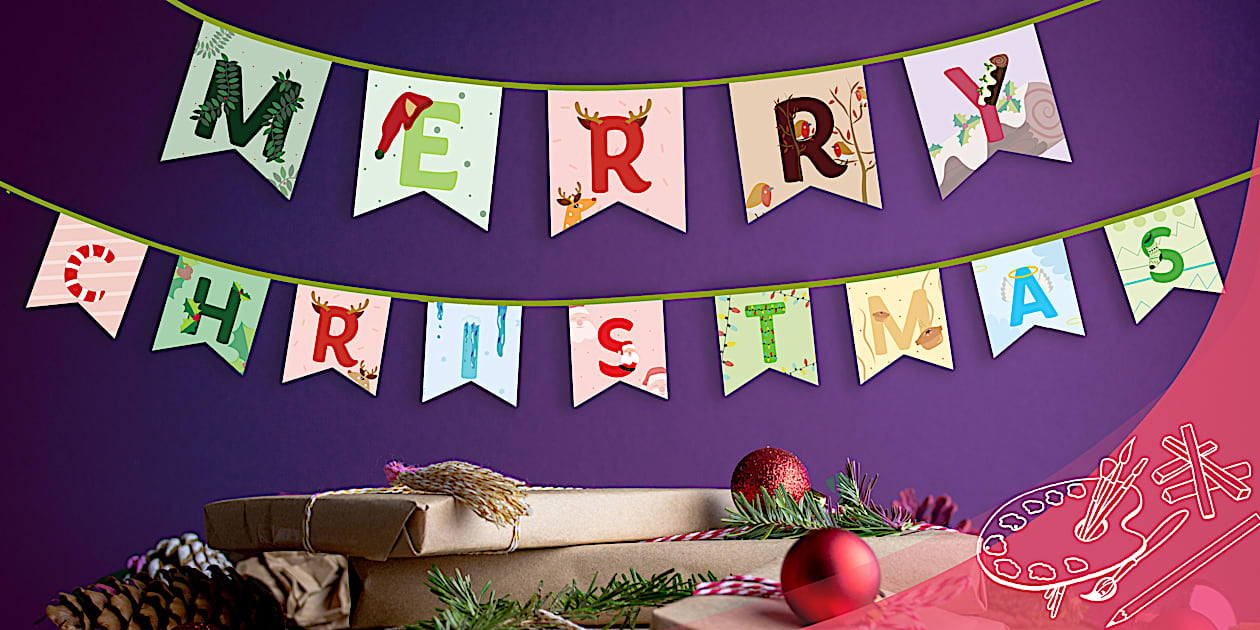 Merry Christmas Fun Typography Bunting | Twinkl Art Gallery