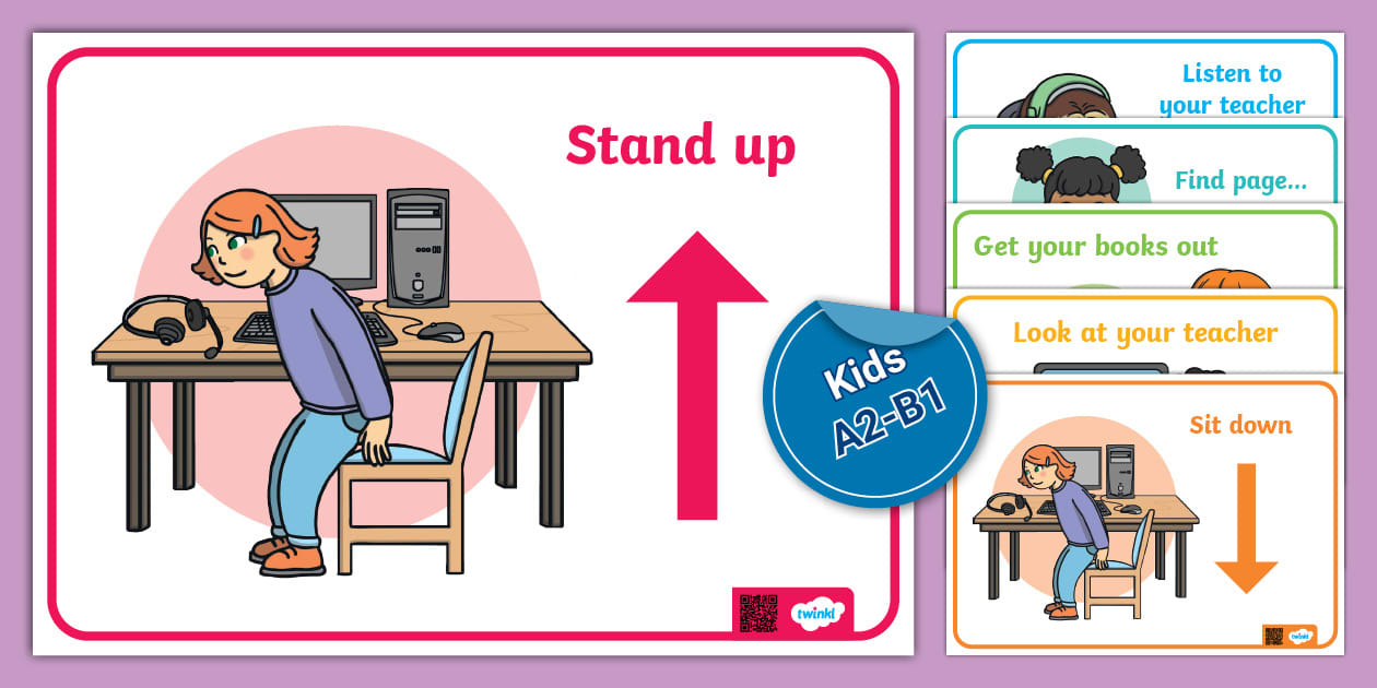 Classroom Instruction Posters for Online ESL | Twinkl