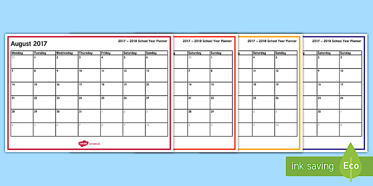 2017 - 2018 School Year Overview Planning Template - Twinkl