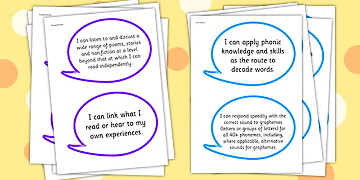 2014 National Curriculum Y1 English Reading Assessment I Can Speech Bubbles