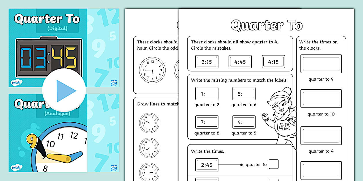 👉 Quarter To Time PowerPoint and Activity Sheet Pack